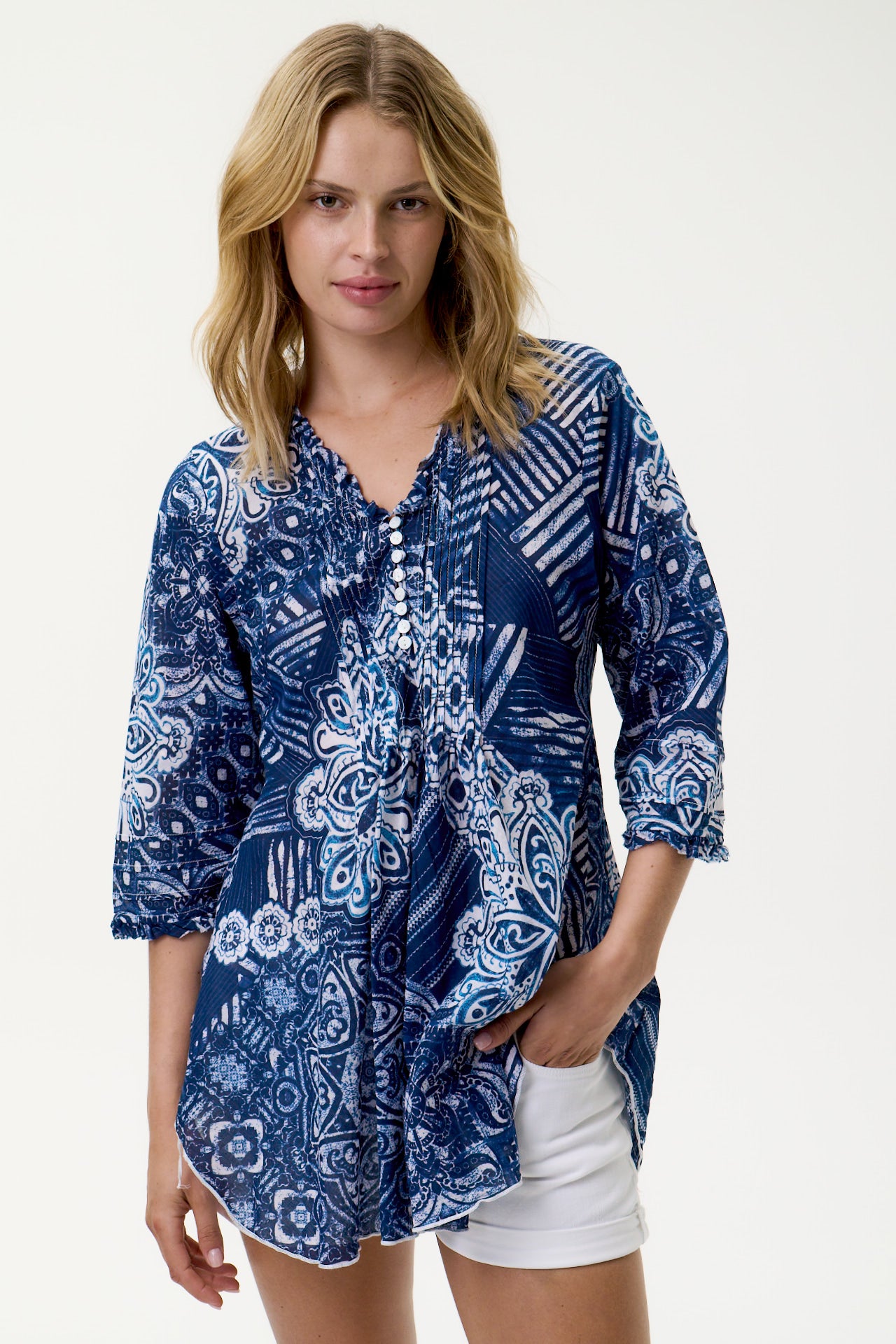 Poppy Top-Mandala-Cotton-Navy – oneseason