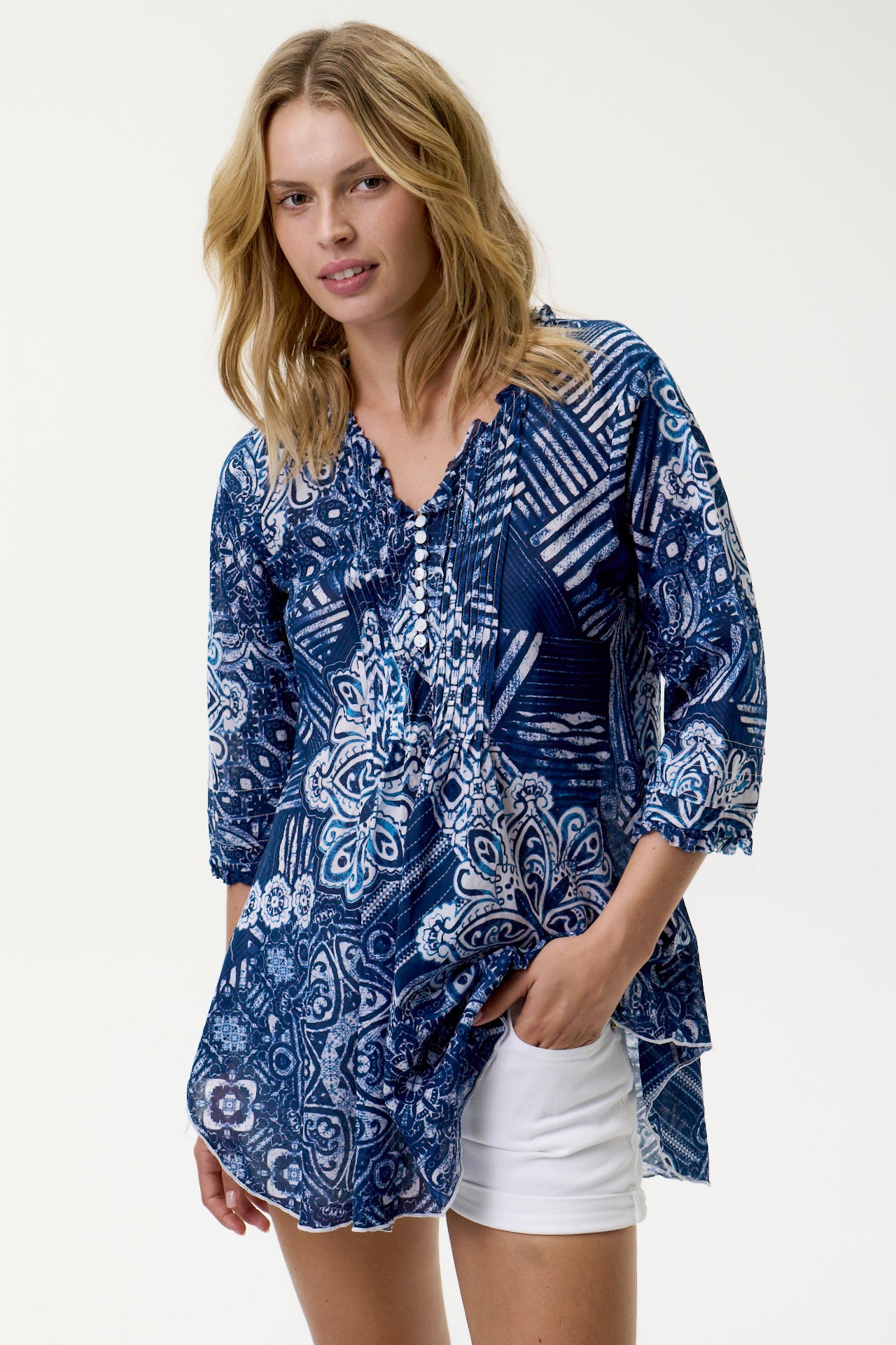 Poppy Top-Mandala-Cotton-Navy – oneseason